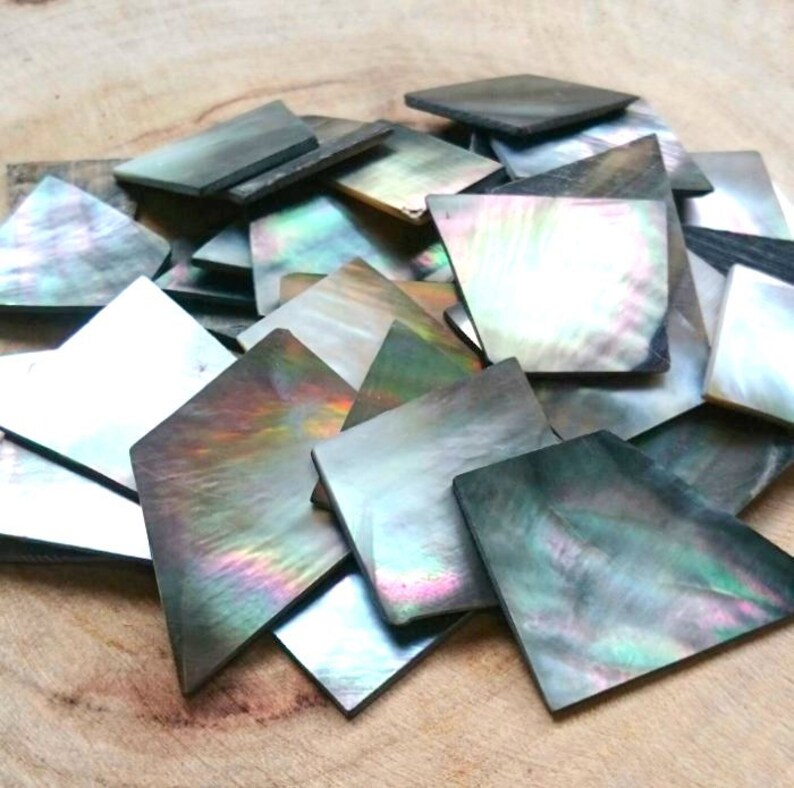 2 Oz. Black Tahiti Pearl Irregular Shell. One Side Polished. for Guitar ...