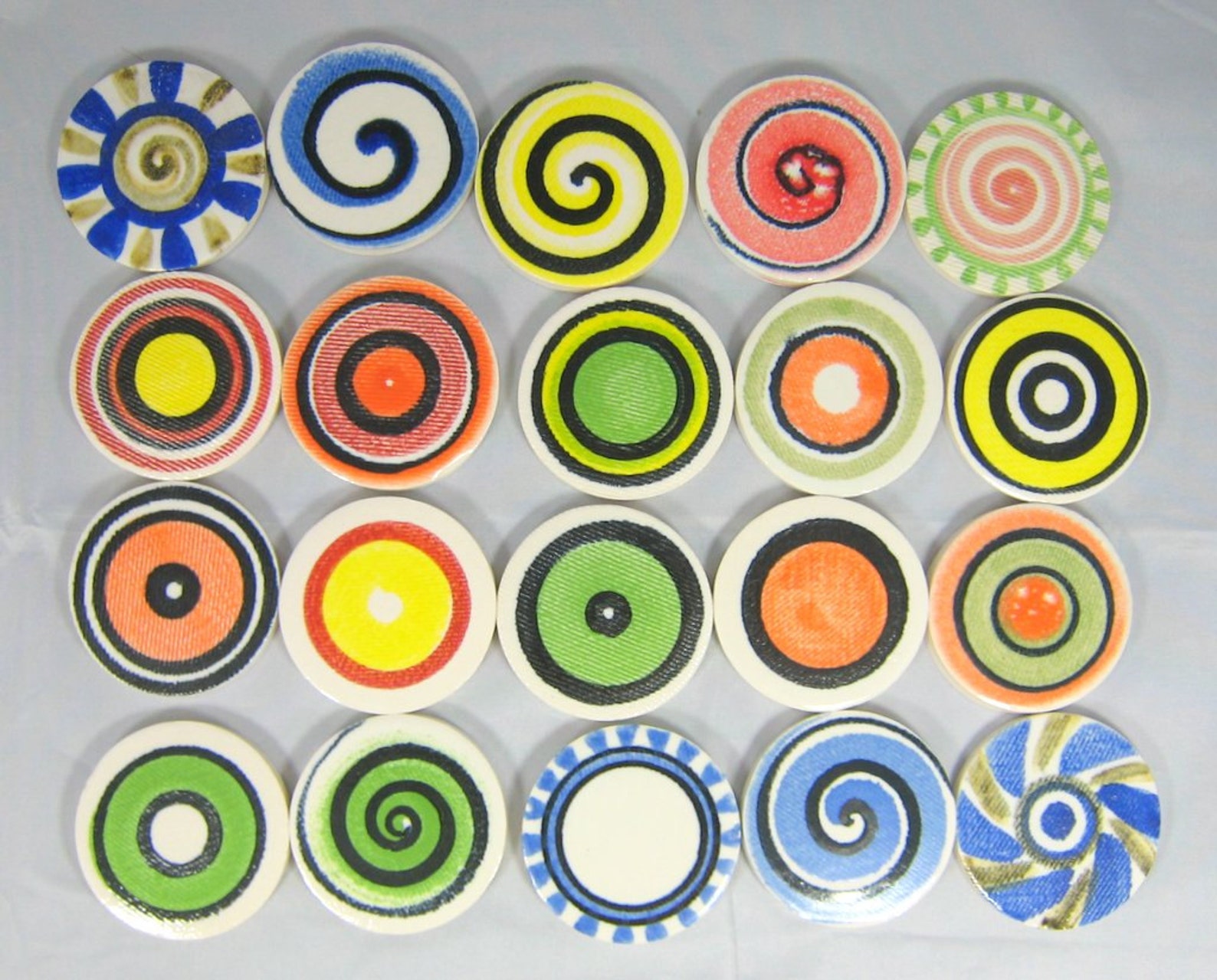 2.8''- 5 Pieces Hand Glazed Lollipop Ceramic Multicolored Mosaic Tile ...