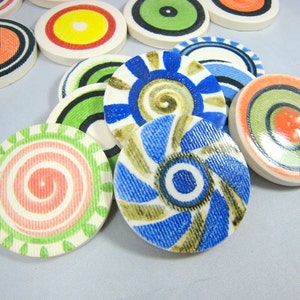 2.8''- 5 Pieces Hand Glazed Lollipop Ceramic Multicolored Mosaic Tile ...