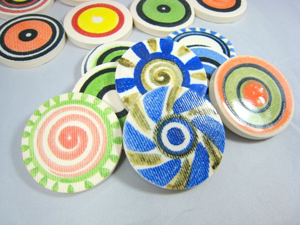 2.8'' 5 Pieces Hand Glazed Lollipop Ceramic Multicolored Mosaic Tile ...