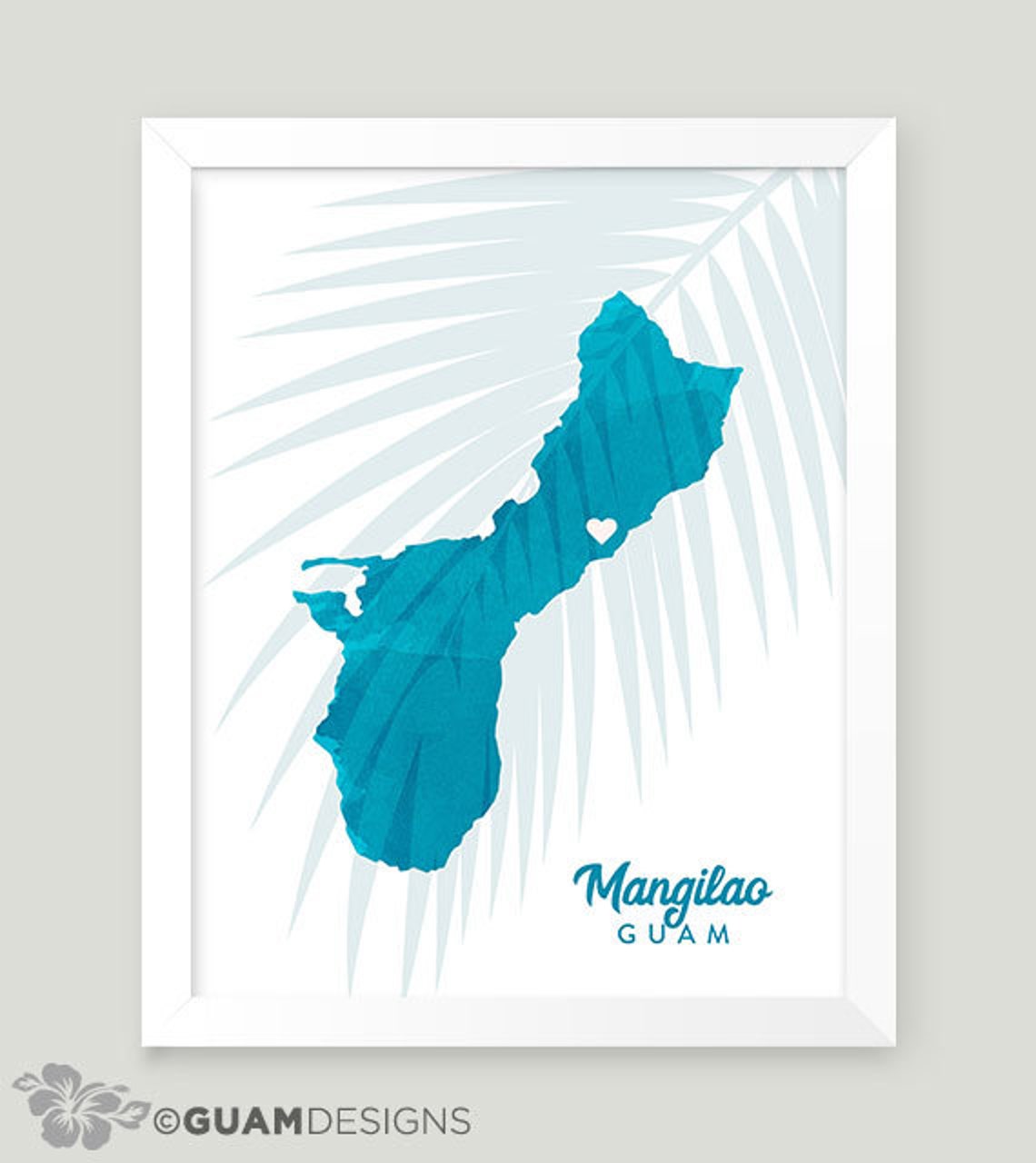 CUSTOM Guam Village Blue Art Personalized Village Guam Island - Etsy