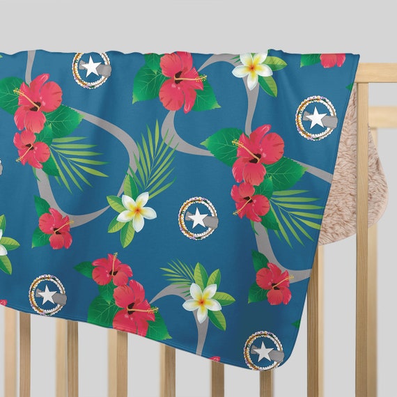 Cnmi Flag Flowers Baby Sherpa Blanket - Etsy