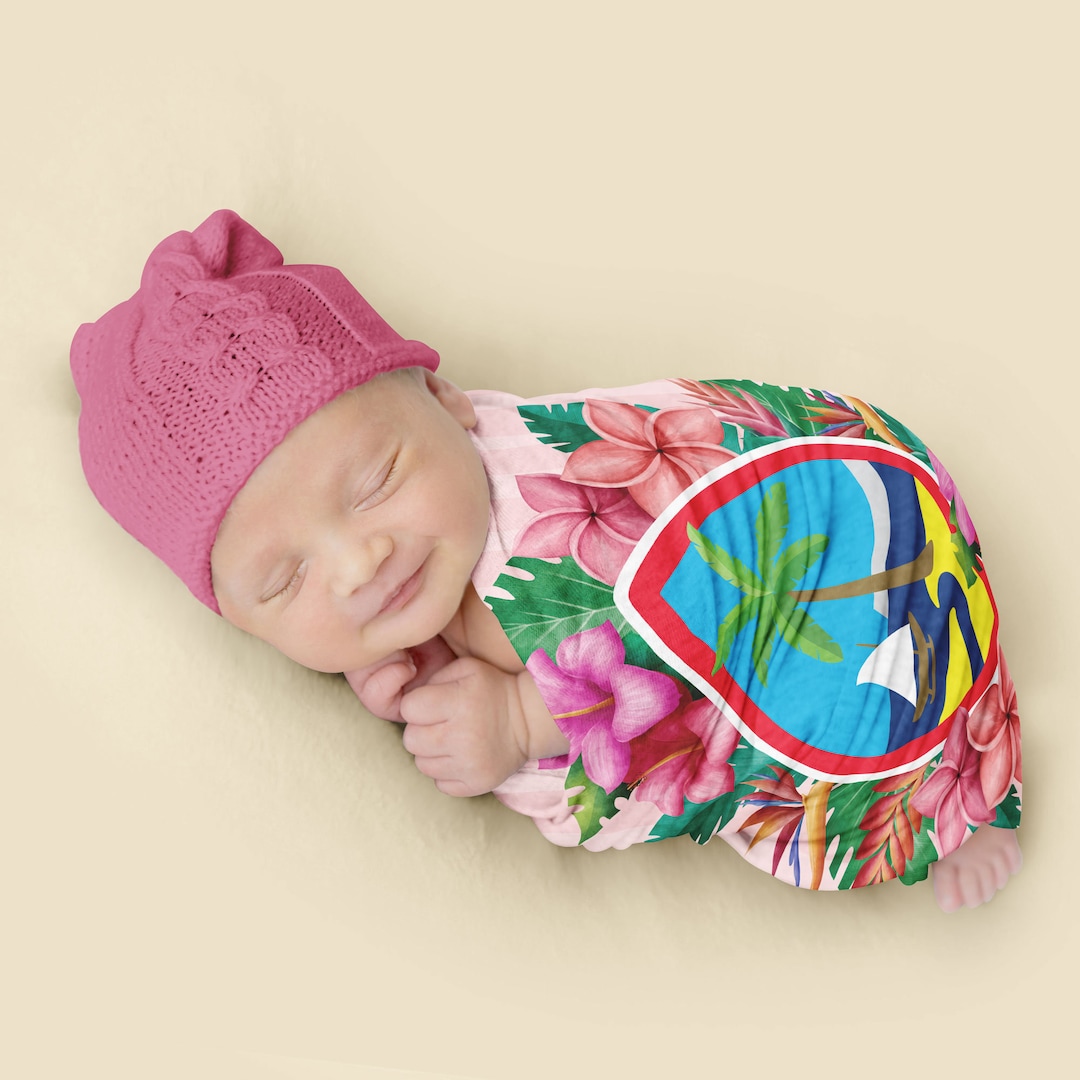 Guam Seal Pink Floral Swaddle Blanket - Etsy