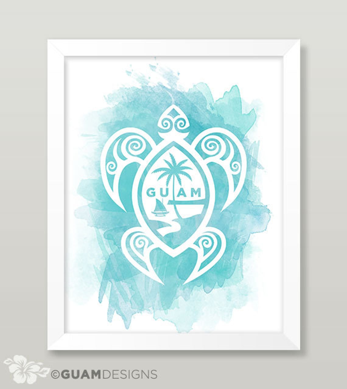 Guam Tribal Turtle Print Guam Watercolor Turtle Tribal Wall - Etsy