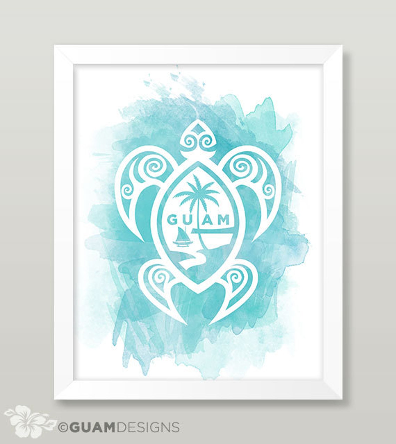 Guam Tribal Turtle Print Guam Watercolor Turtle Tribal Wall - Etsy