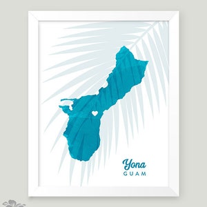 CUSTOM Guam Village Blue Art, Personalized Village Guam Island Modern ...