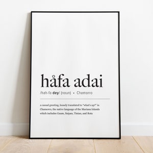 Hafa Adai Chamorro Definition Print: Guam Island Typography (digital ...