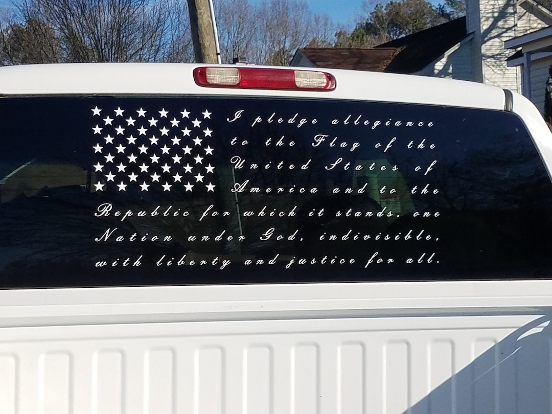 Pledge of Allegiance Decal, American Flag Window Decal, American Flag ...