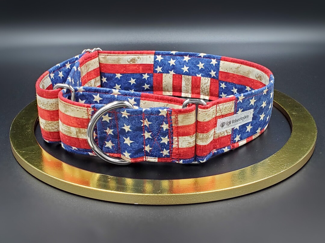 American Flag Martingale Collar/ Adjustable Patriotic Collar for Dogs ...