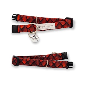 Dragon Scales Cat Collar/ Crimson and Fire Cryptids Collar for Cats ...