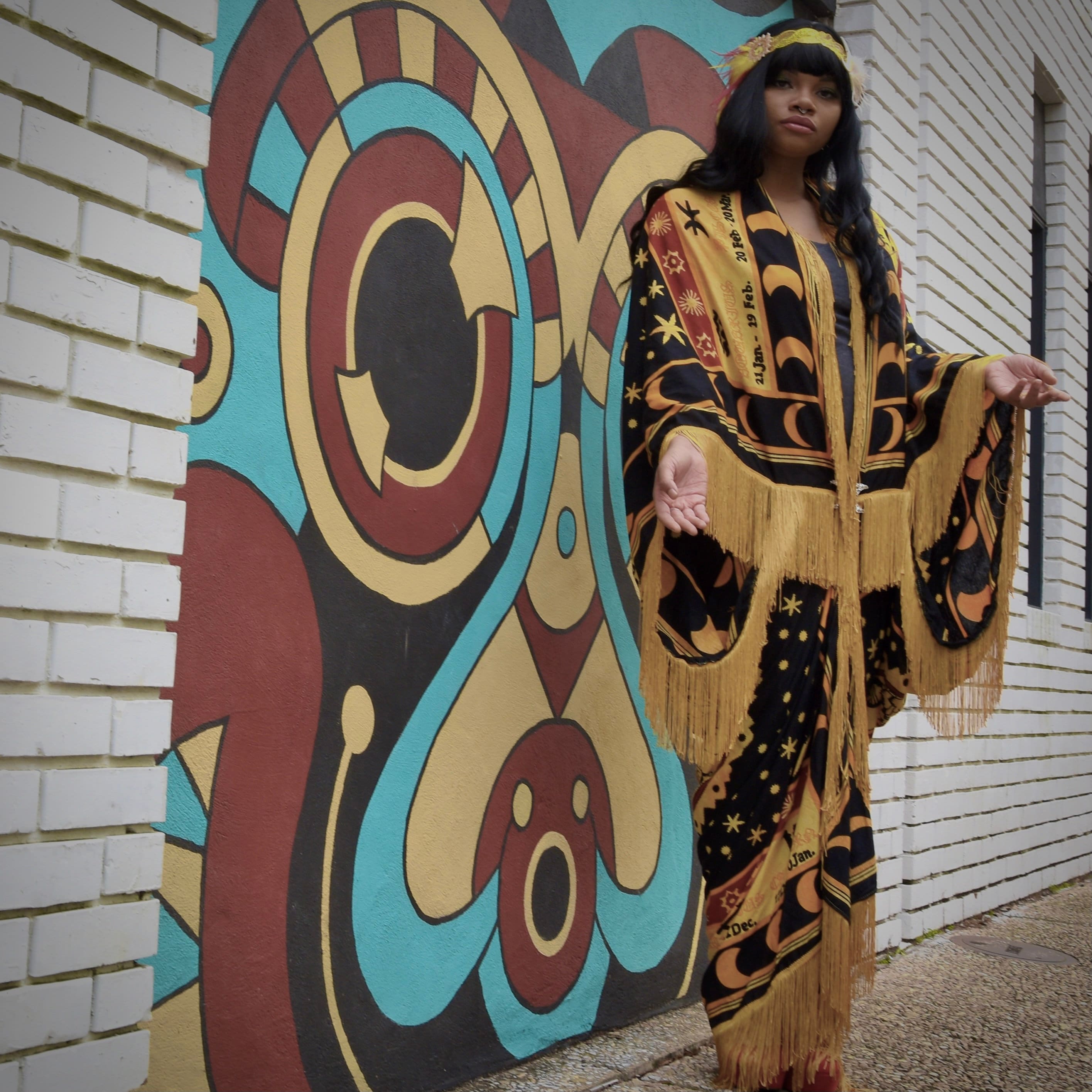 Witch Moon Star Fringe Kimono Dramatic Fortune Teller Oracle Costume ...