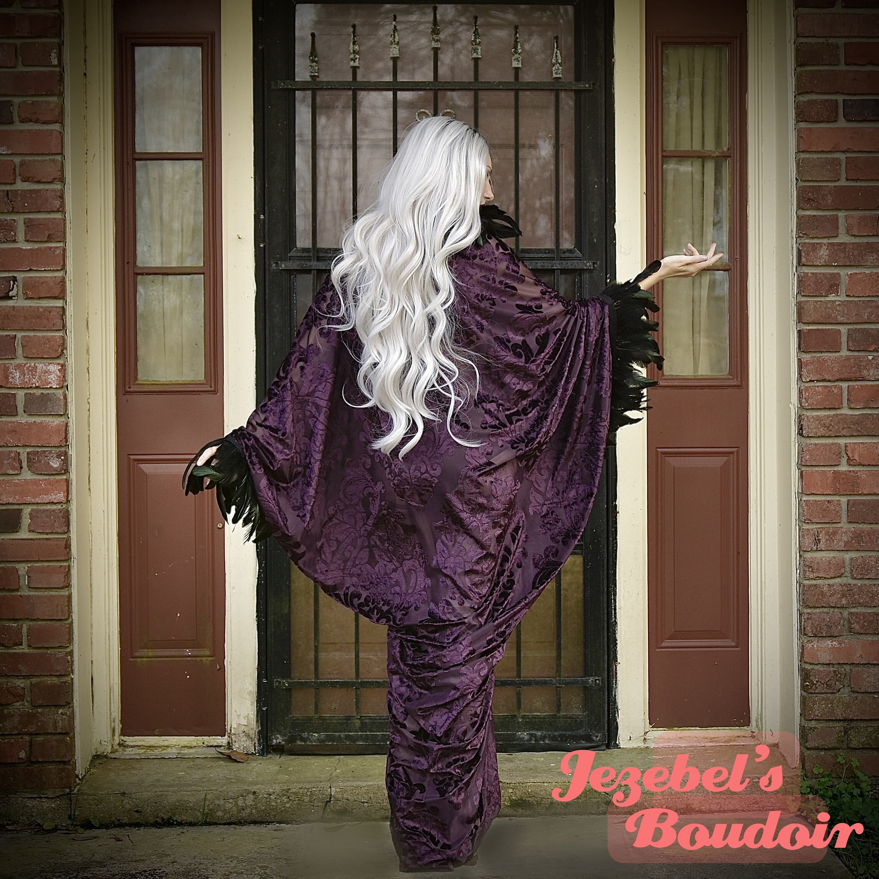 Burn Out Velvet Bat Wing Kimono Feather Fringe Vampire - Etsy