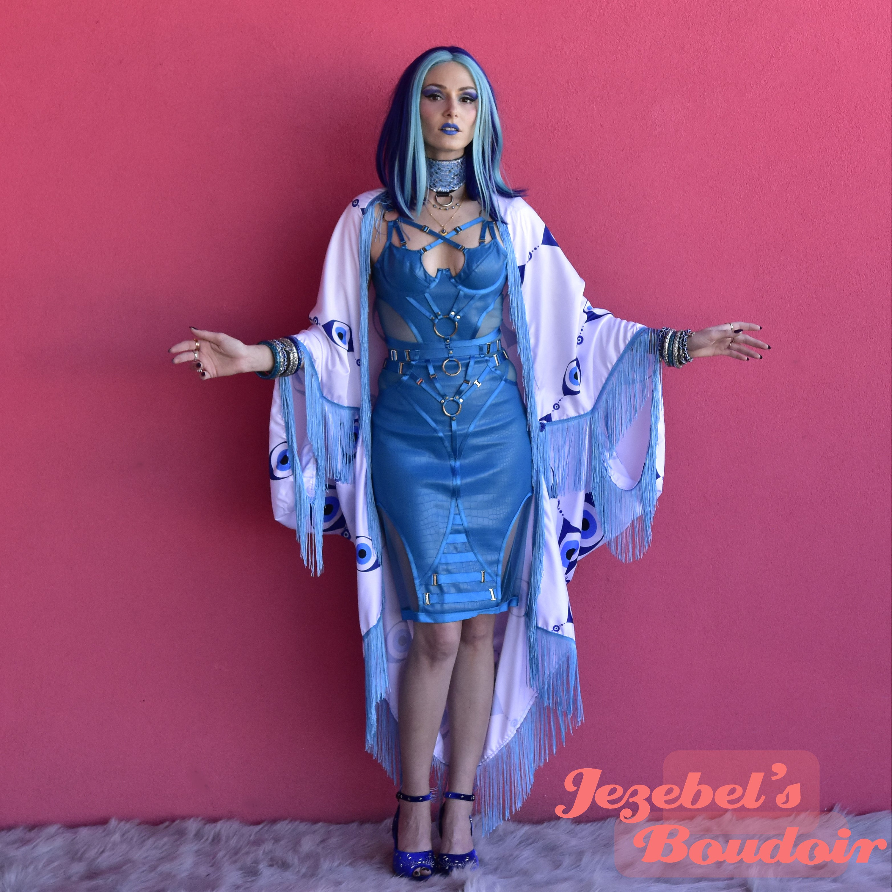 Evil Eye Duster, Occult Fringe Robe, Fortune Teller Priestess Costume ...