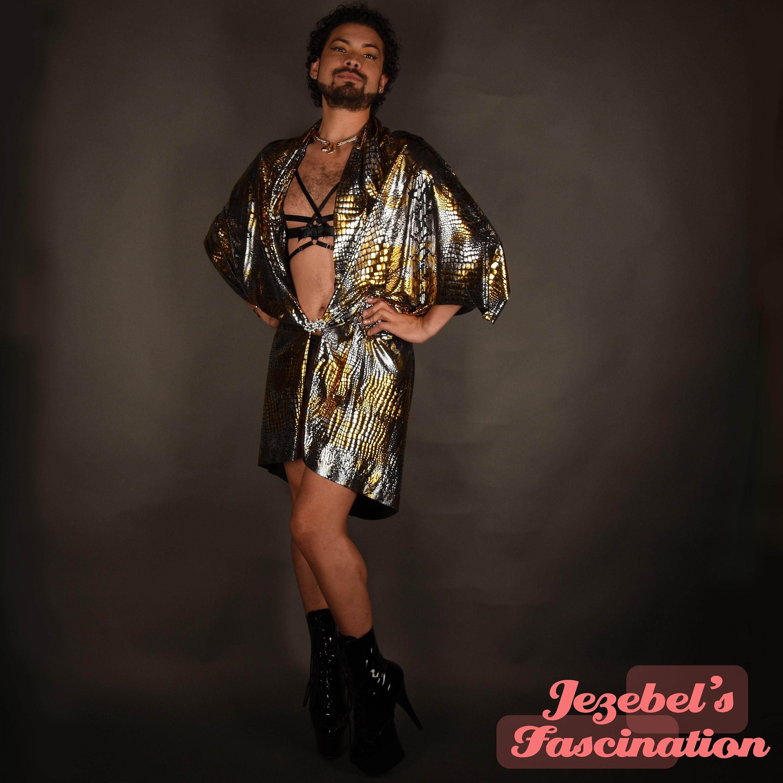 Gold Snake Dressing Gown Oracle Burlesque Belly Dance Cover Witch ...