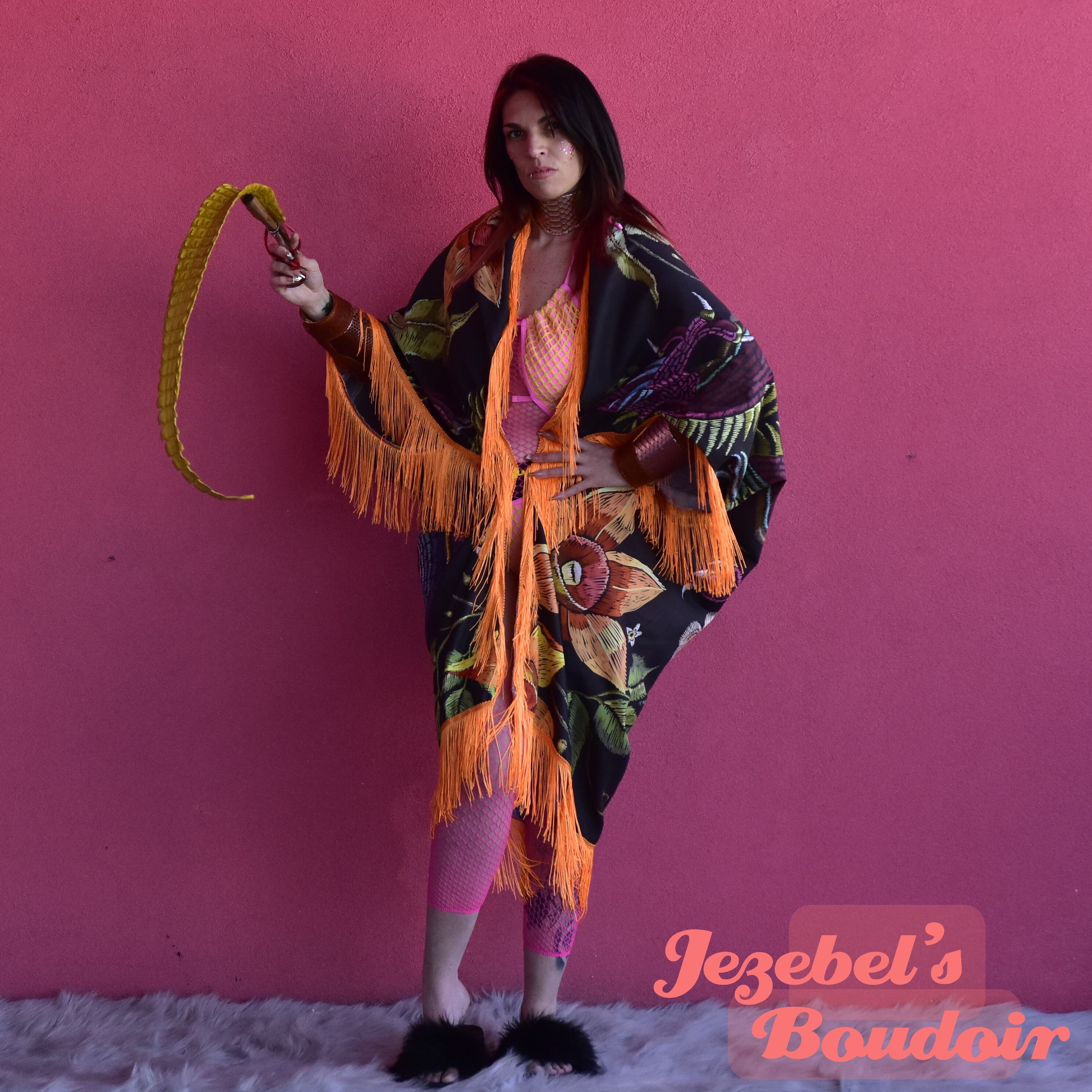 Dragon Bat Wing Duster, Floral Goth Chinese Zodiac Costume, Fringe ...