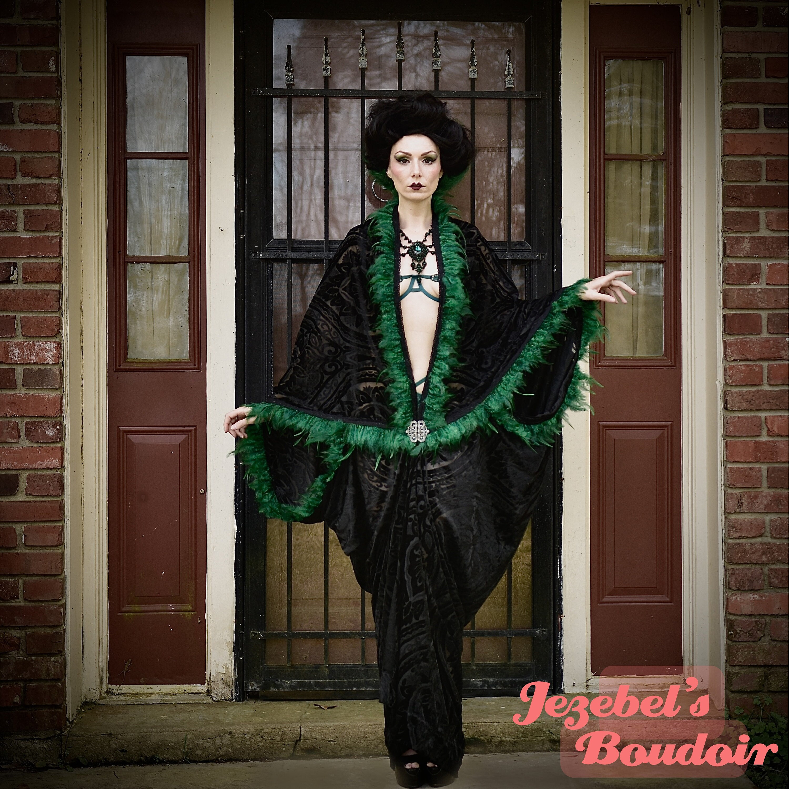 Burn Out Velvet Bat Wing Sheer Kimono, Feather Fringe Fortune Teller ...