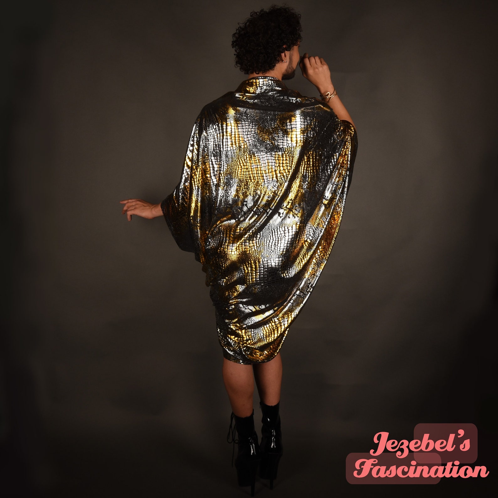 Gold Snake Dressing Gown Oracle Burlesque Belly Dance Cover Witch ...