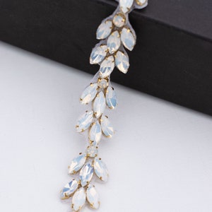 Opal Leaf Rhinestone Trim by the Yard - Bridal Applique- Wedding ...