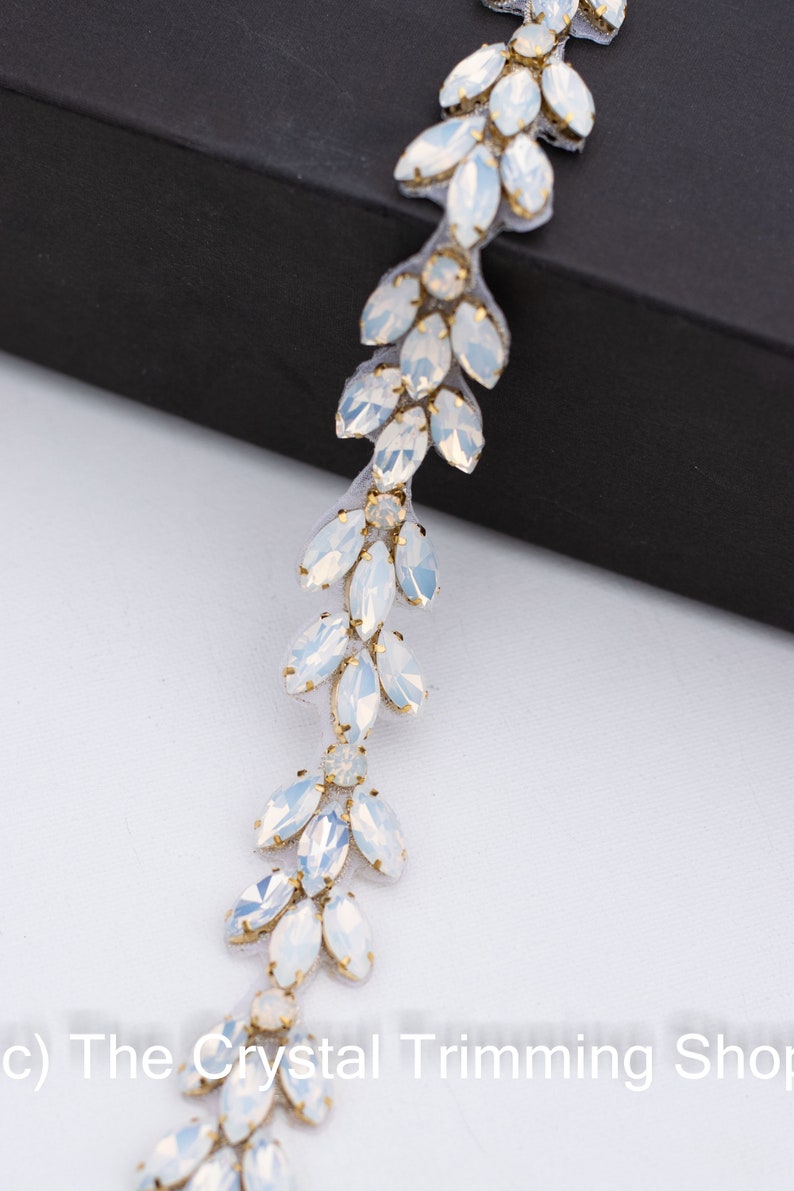 Opal Leaf Rhinestone Trim by the Yard Bridal Applique - Etsy