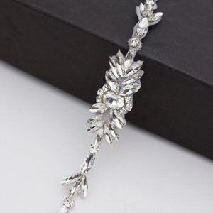 Modern Rhinestone Applique - Thin Bridal Trim - Art Deco Bridal ...