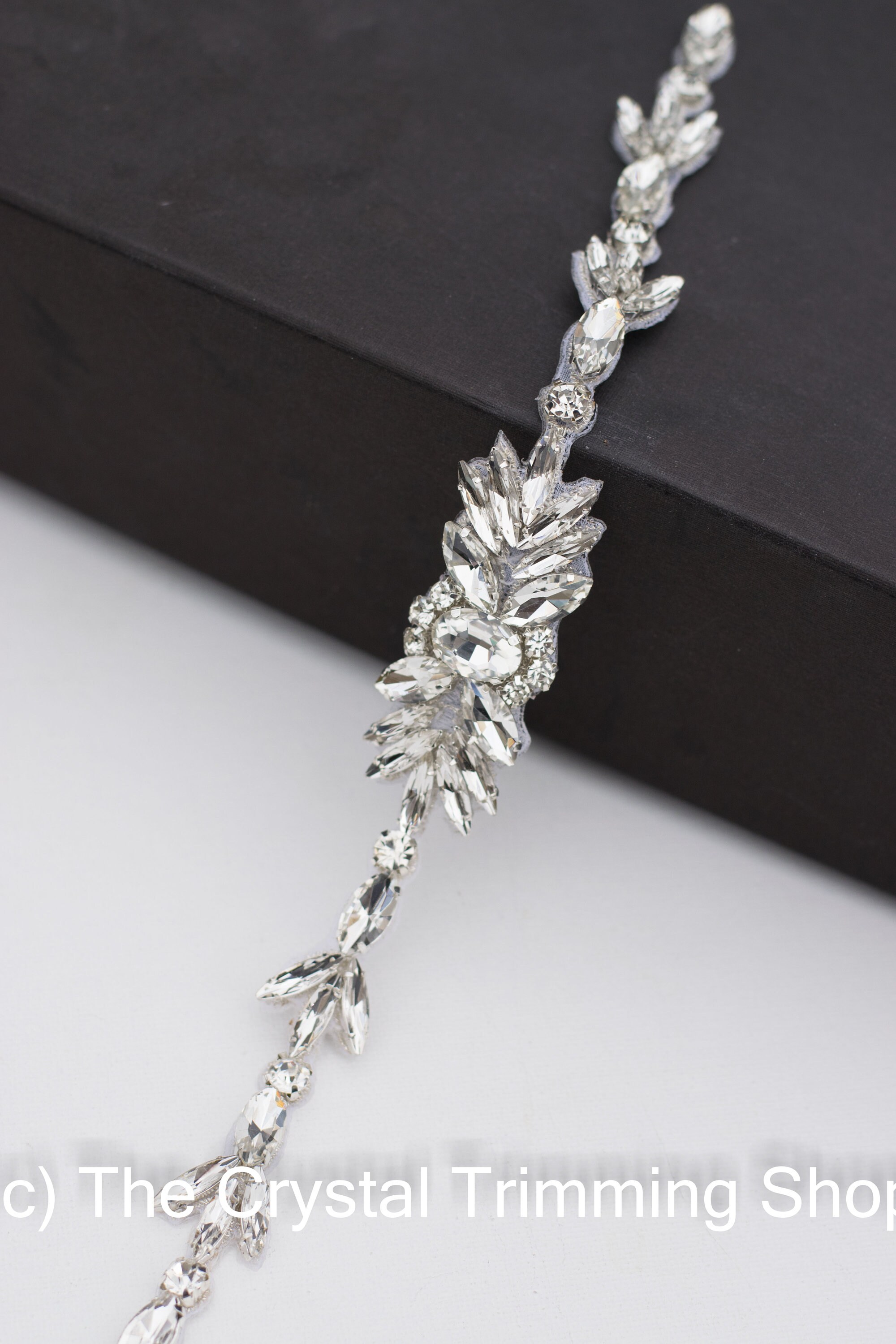 Modern Rhinestone Applique Thin Bridal Trim Art Deco - Etsy