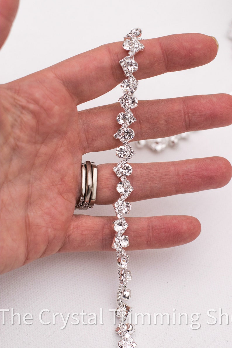 Rhinestone Trim by the Yard- Thin Crystal Trimming- Rose Gold Thin ...