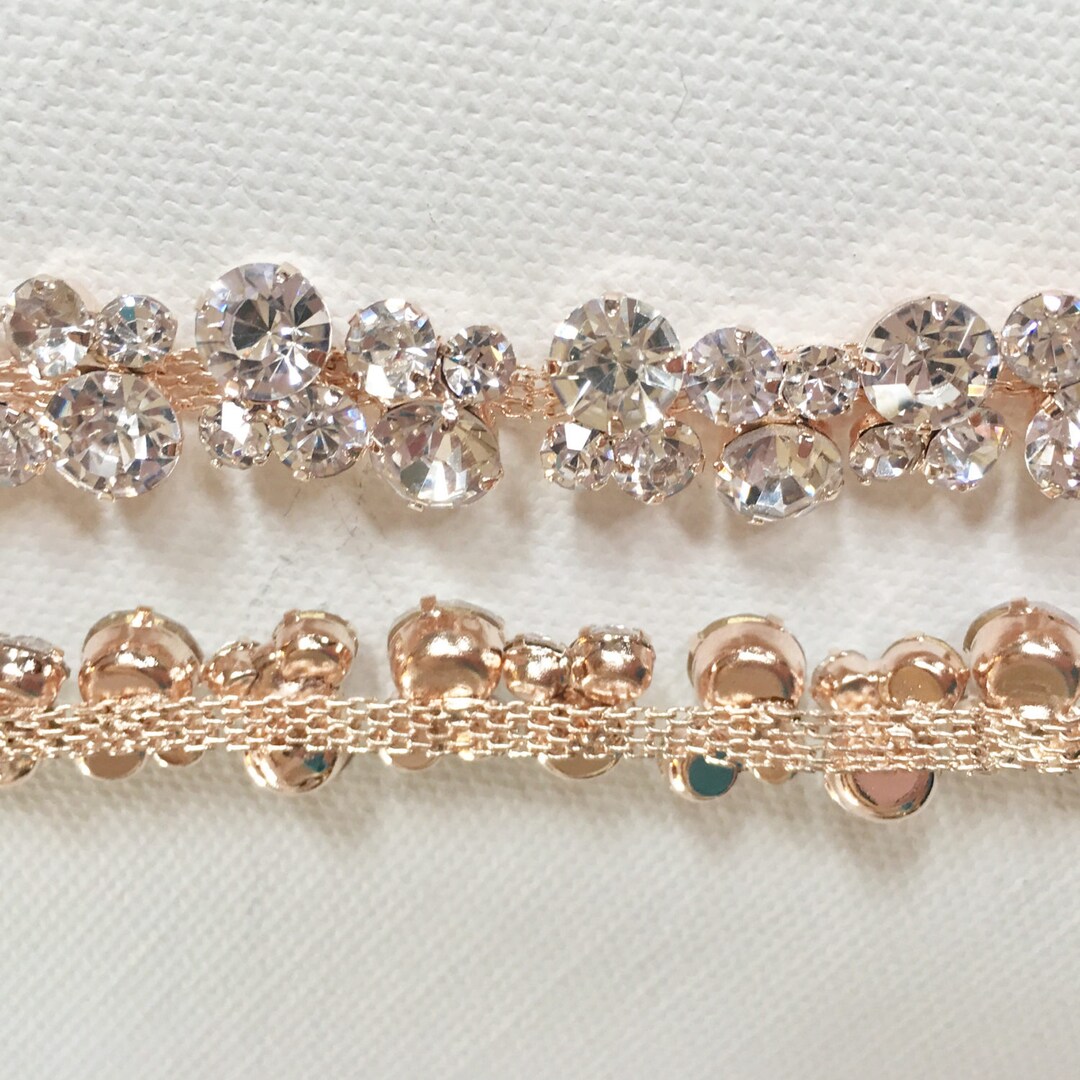 Rose Gold Rhinestone Trim by the Yard -wholesale Gold Bridal Trim -rose ...