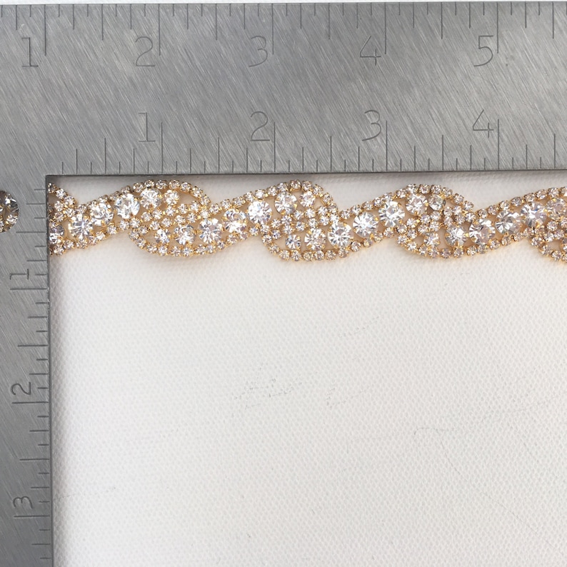 Gold Crystal Rhinestone Trim by the Yard - Wholesale Gold Bridal Trim ...
