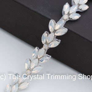 Opal Leaf Rhinestone Trim by the Yard - Bridal Applique- Wedding ...