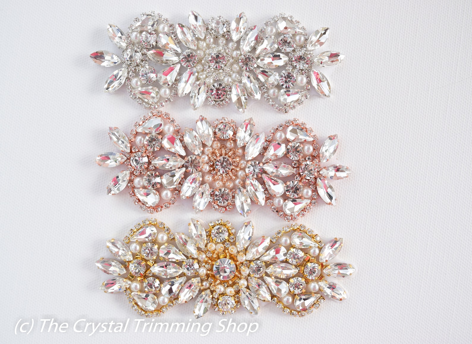 Crystal Rhinestone Applique-pearl and Rhinestone Applique-rose - Etsy