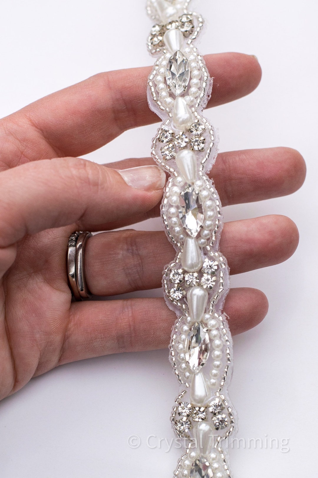 Pearl Bridal Rhinestone Trim by the Yard - Wholesale Wedding Dress ...