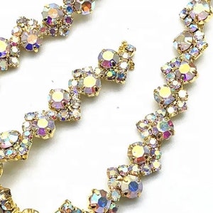 Rhinestone Trim by the Yard Thin Crystal Trimming Rose Gold - Etsy