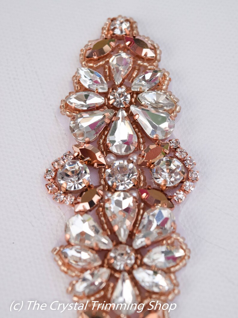 4" Small Crystal Rose Gold Rhinestone Applique, DIY Baby Headband ...