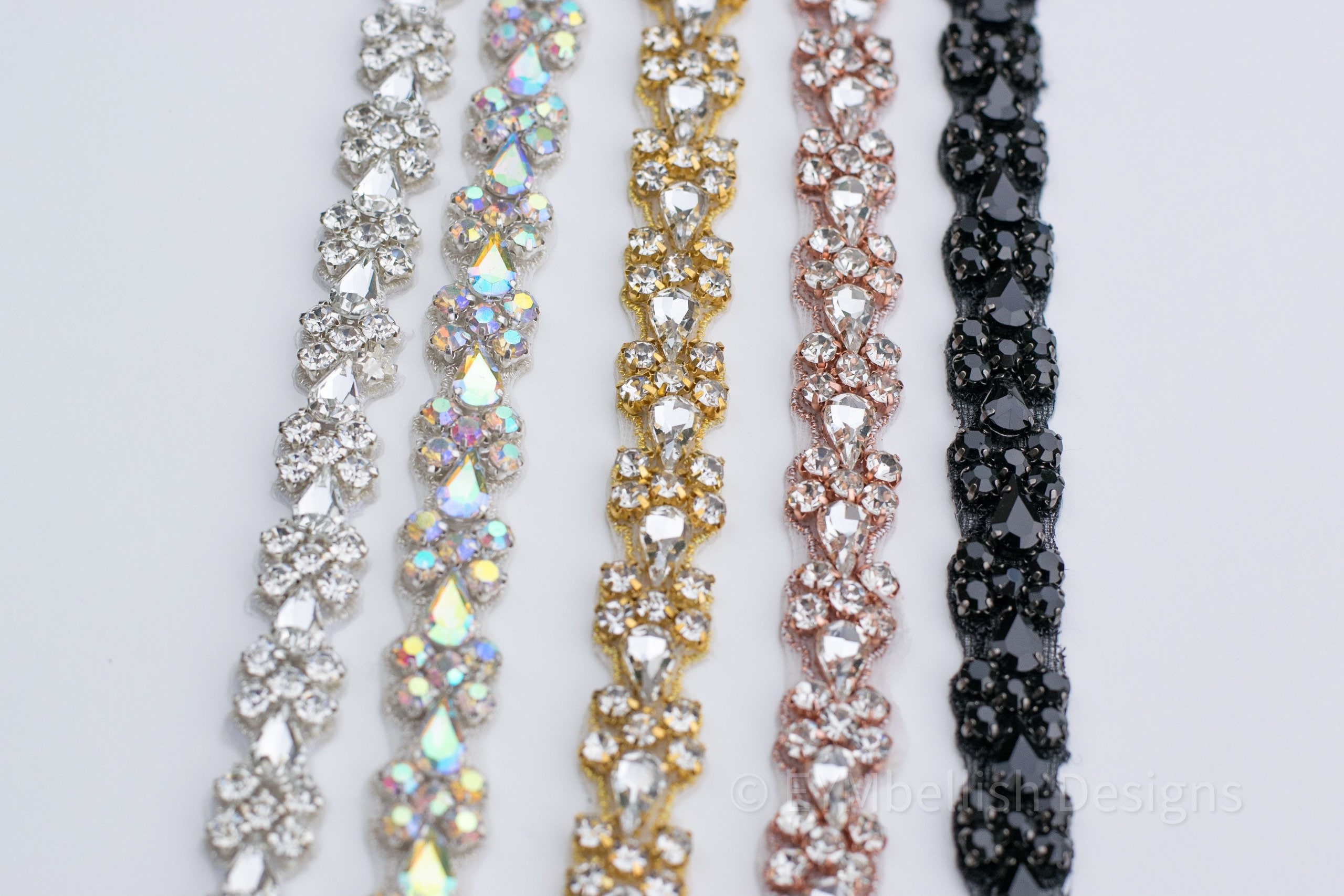 Rhinestone Trim by the Yard- Wholesale Bridal Trim-bridal Belt- Thin ...