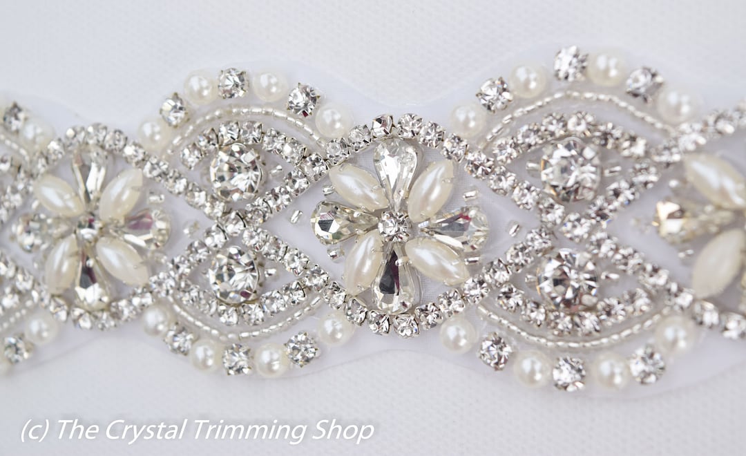 Crystal Rhinestone and Pearl Trim by the Yard -wholesale Bridal Trim ...
