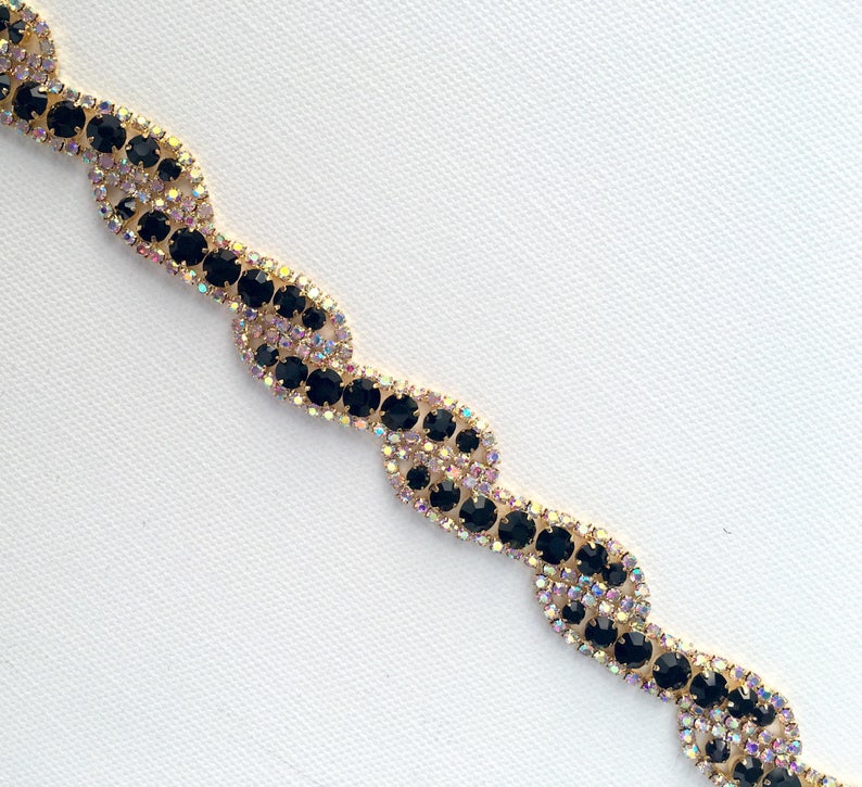 Red Crystal & AB Rhinestone Trim by the Yard- Wholesale Gold Bridal ...