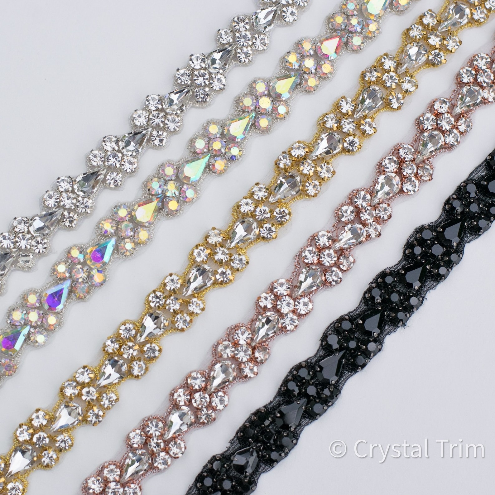 Rhinestone Trim by the Yard- Wholesale Bridal Trim-bridal Belt- Thin ...