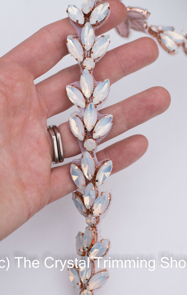 Opal Leaf Rhinestone Trim by the Yard Bridal Applique - Etsy
