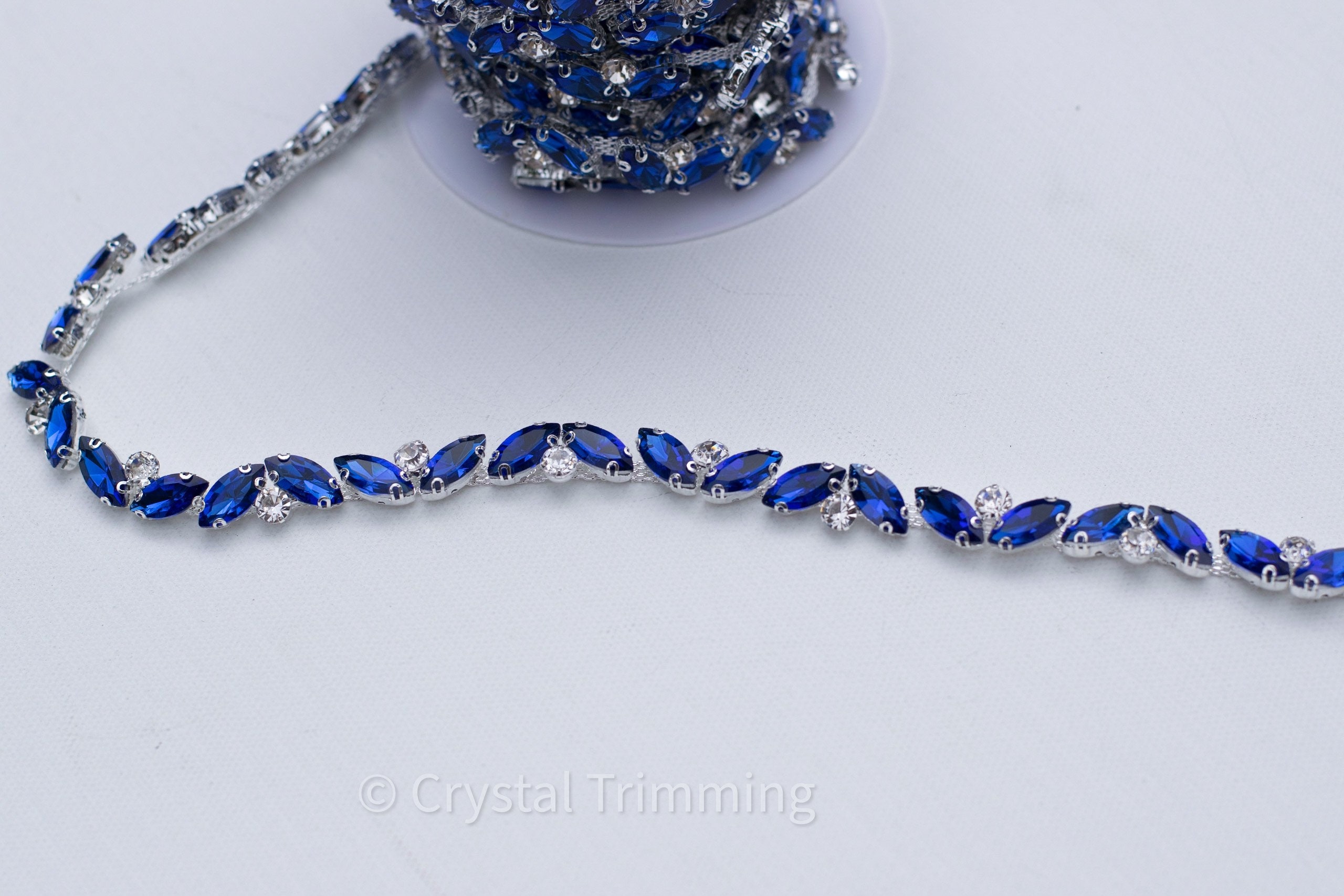 Sapphire Blue Rhinestone Trim by the Yard Wholesale Bridal - Etsy