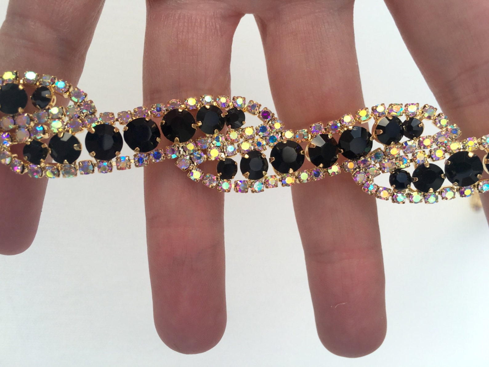 Crystal Rhinestone Trim by the Yard - Wholesale Gold Bridal Trim - Thin ...