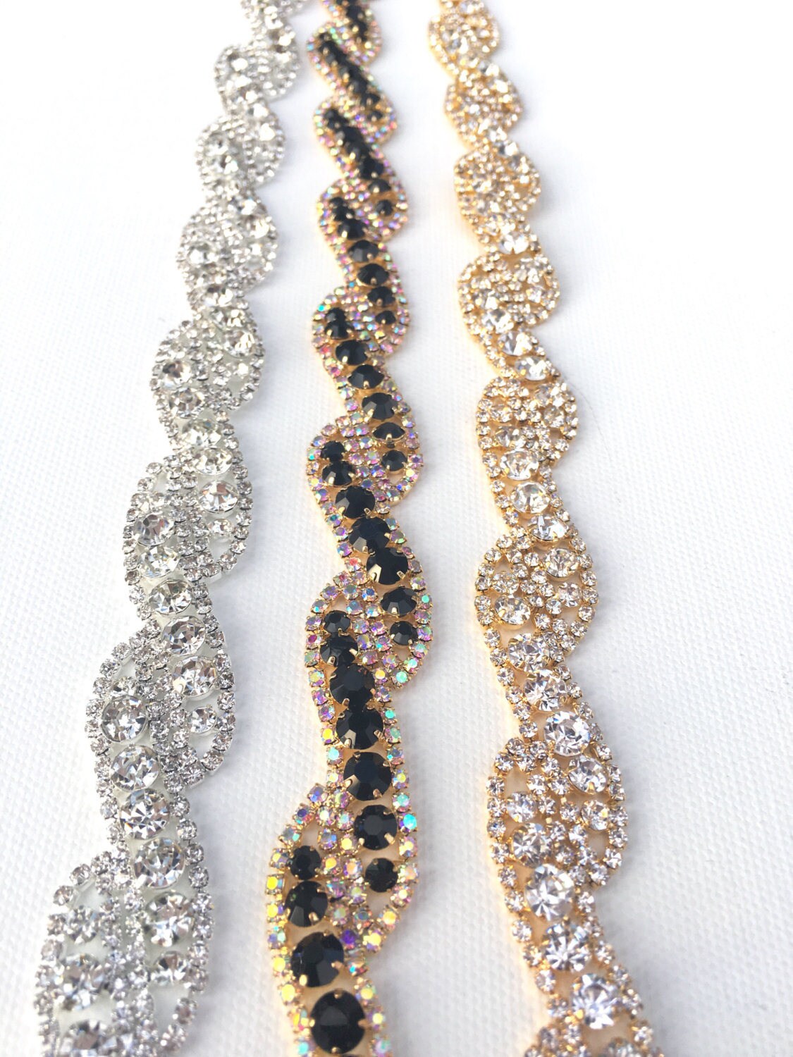 Red Crystal & AB Rhinestone Trim by the Yard- Wholesale Gold Bridal ...