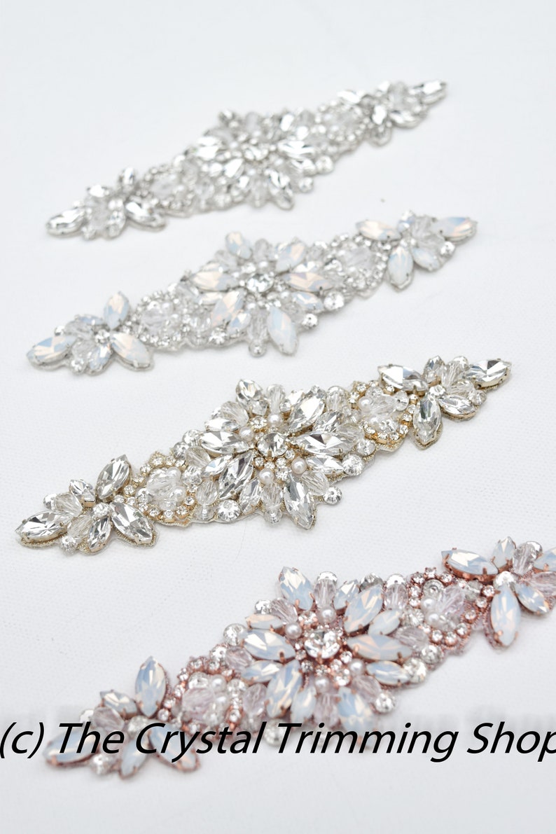 Rhinestone Applique Beaded Crystal Applique Trim Rhinestone | Etsy