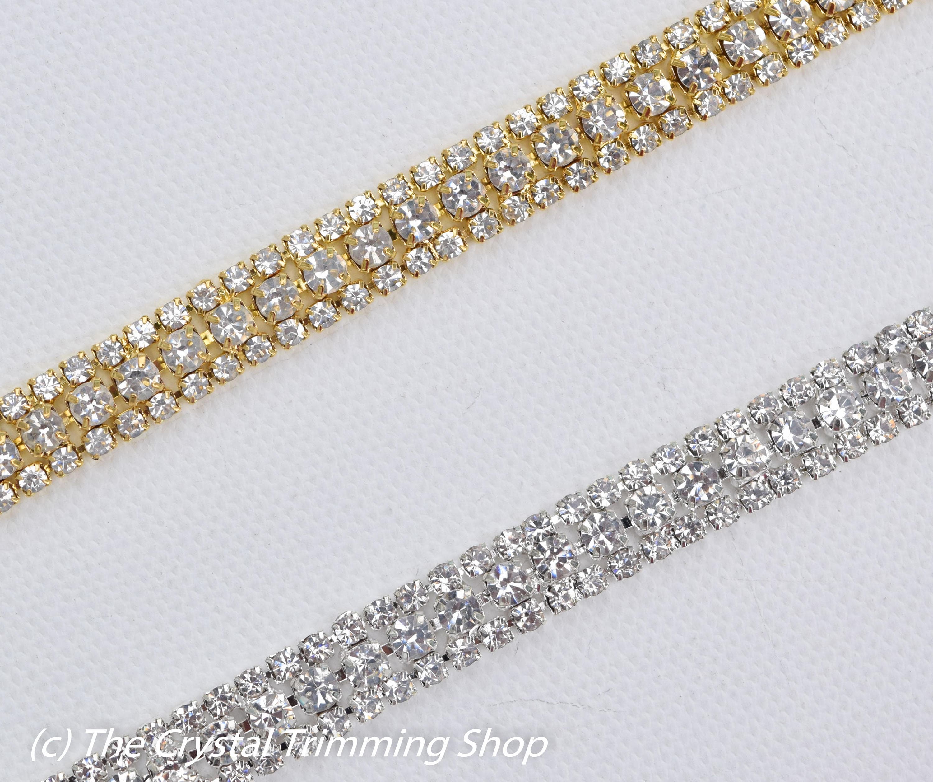 Crystal Rhinestone Trim by the Yard - Wholesale Metal Cupchain Bridal ...