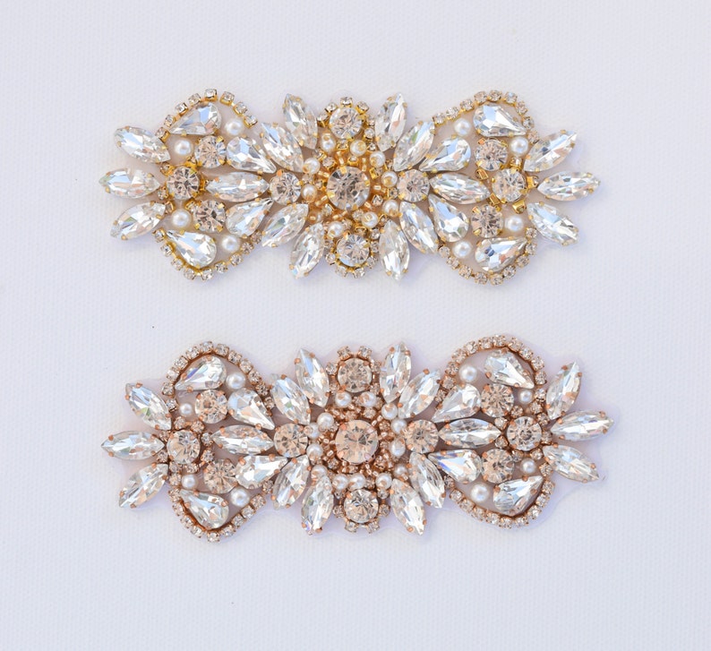 Crystal Rhinestone Applique-pearl and Rhinestone Applique-rose - Etsy