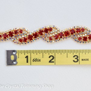 Red Crystal & AB Rhinestone Trim by the Yard- Wholesale Gold Bridal ...