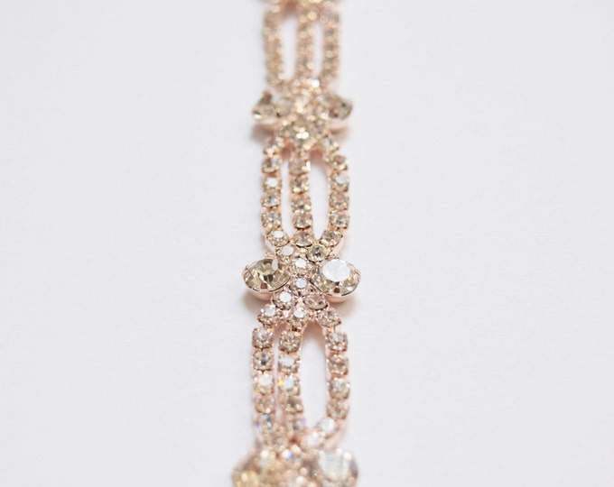 Rose Rose Gold Rhinestone Trim by the Yard- Wholesale Bridal Trim- Rose ...