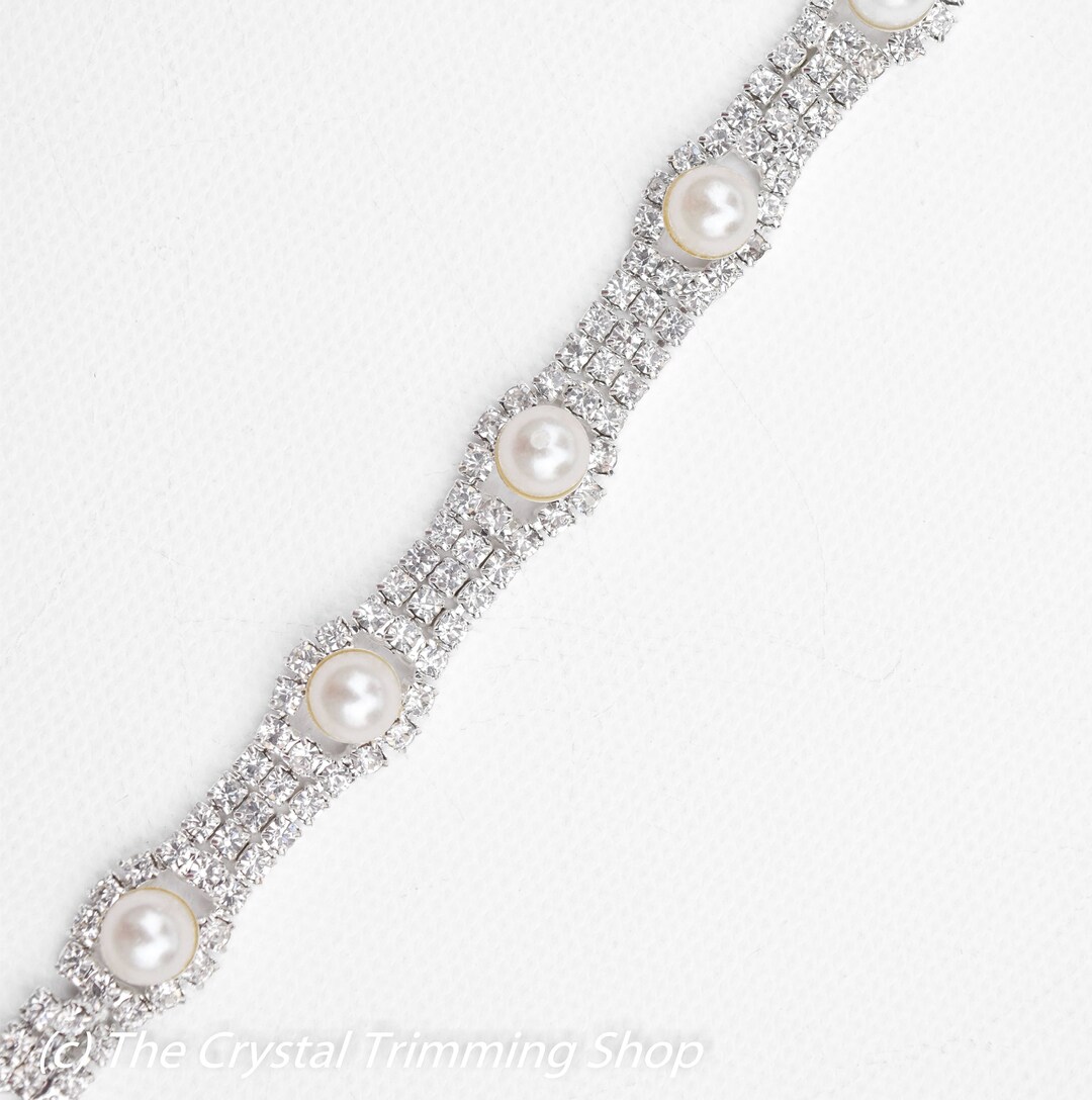 Crystal Pearl Rhinestone Trim by the Yard - Wholesale Bridal Trim ...