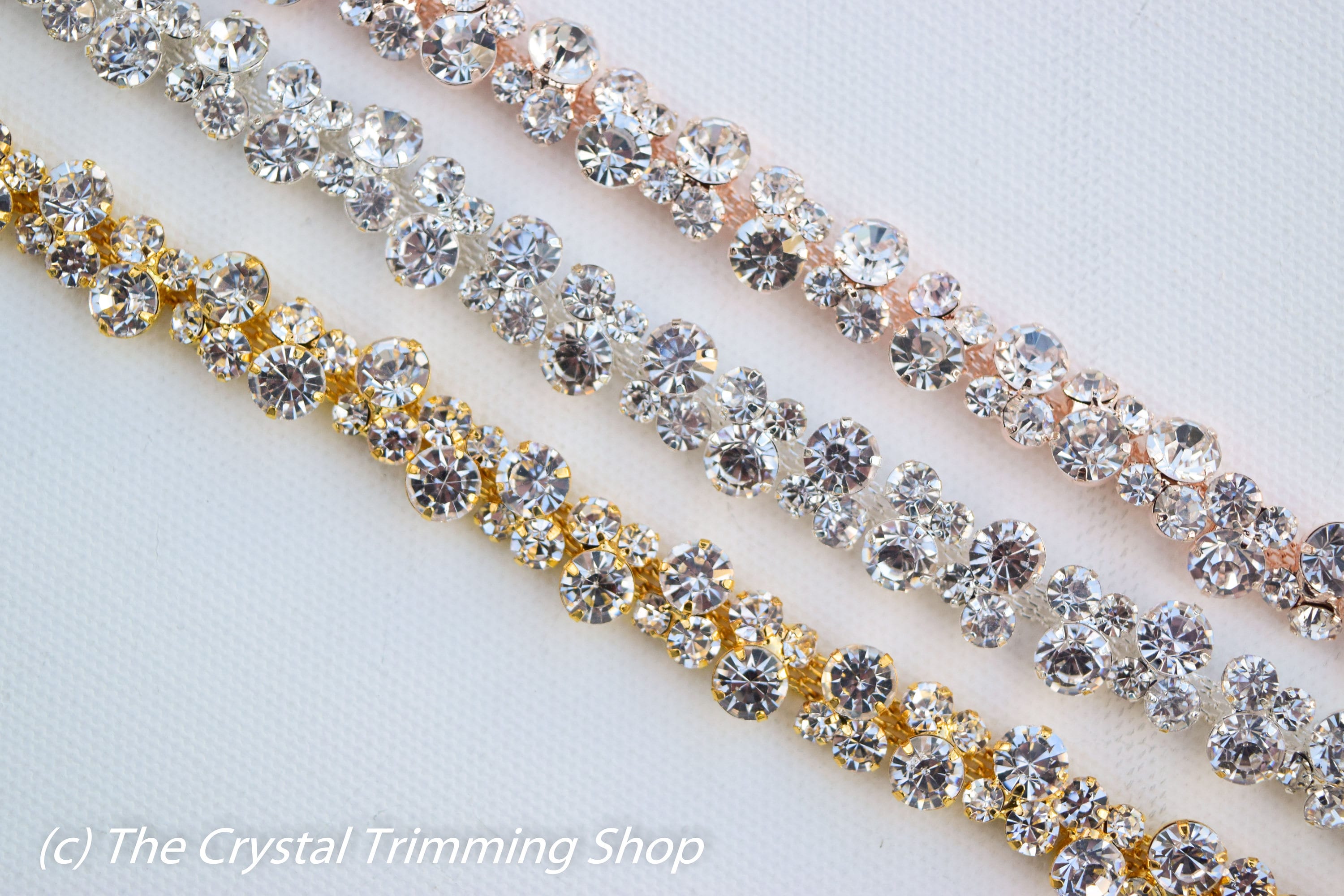 Gold Crystal Rhinestone Trim by the Yard Wholesale Gold - Etsy