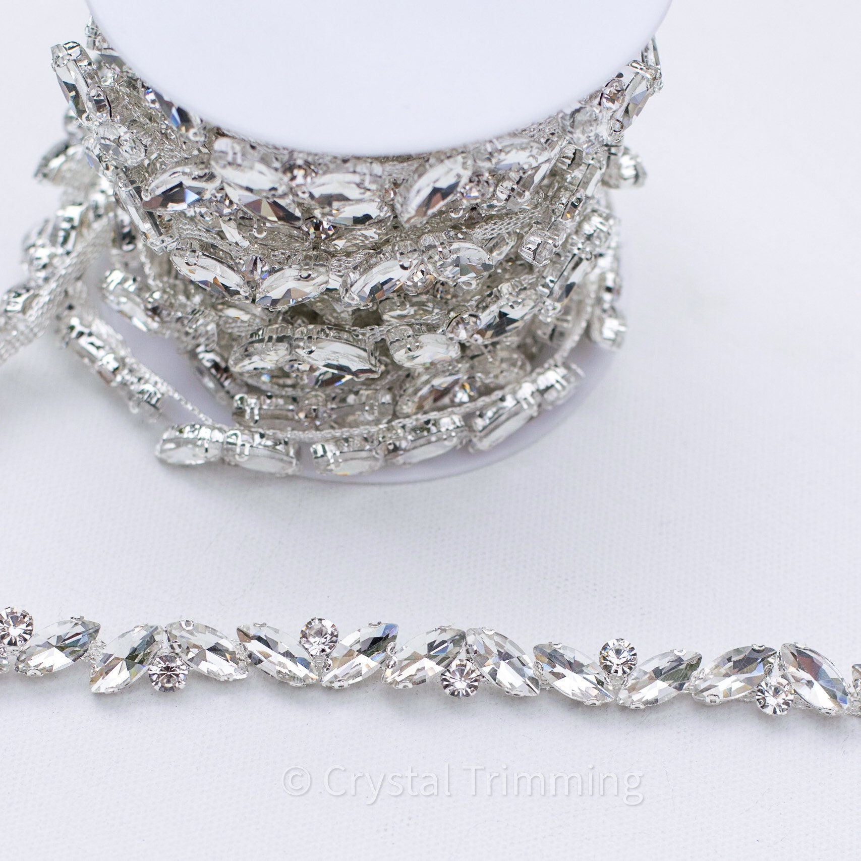 Silver Thin Rhinestone Trim by the Yard Wholesale Bridal | Etsy