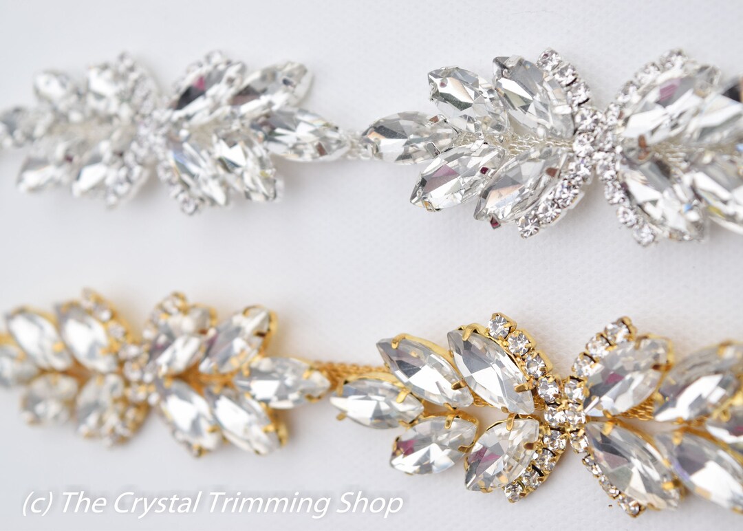 Crystal Rhinestone Trim by the Yard - Wholesale Bridal Trim - Thin ...